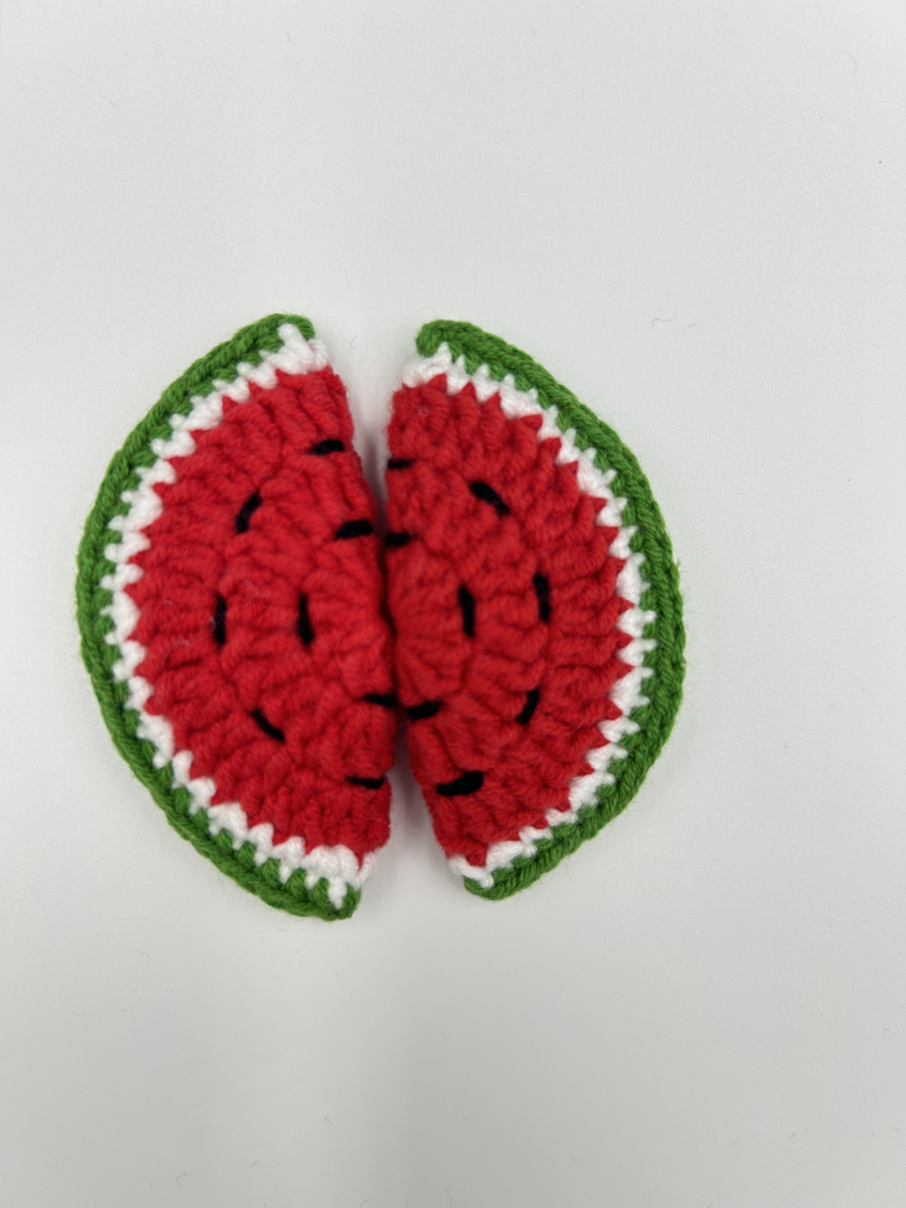 Handmade Crocheted Watermelon Hair Clips - Umbrella Crochet