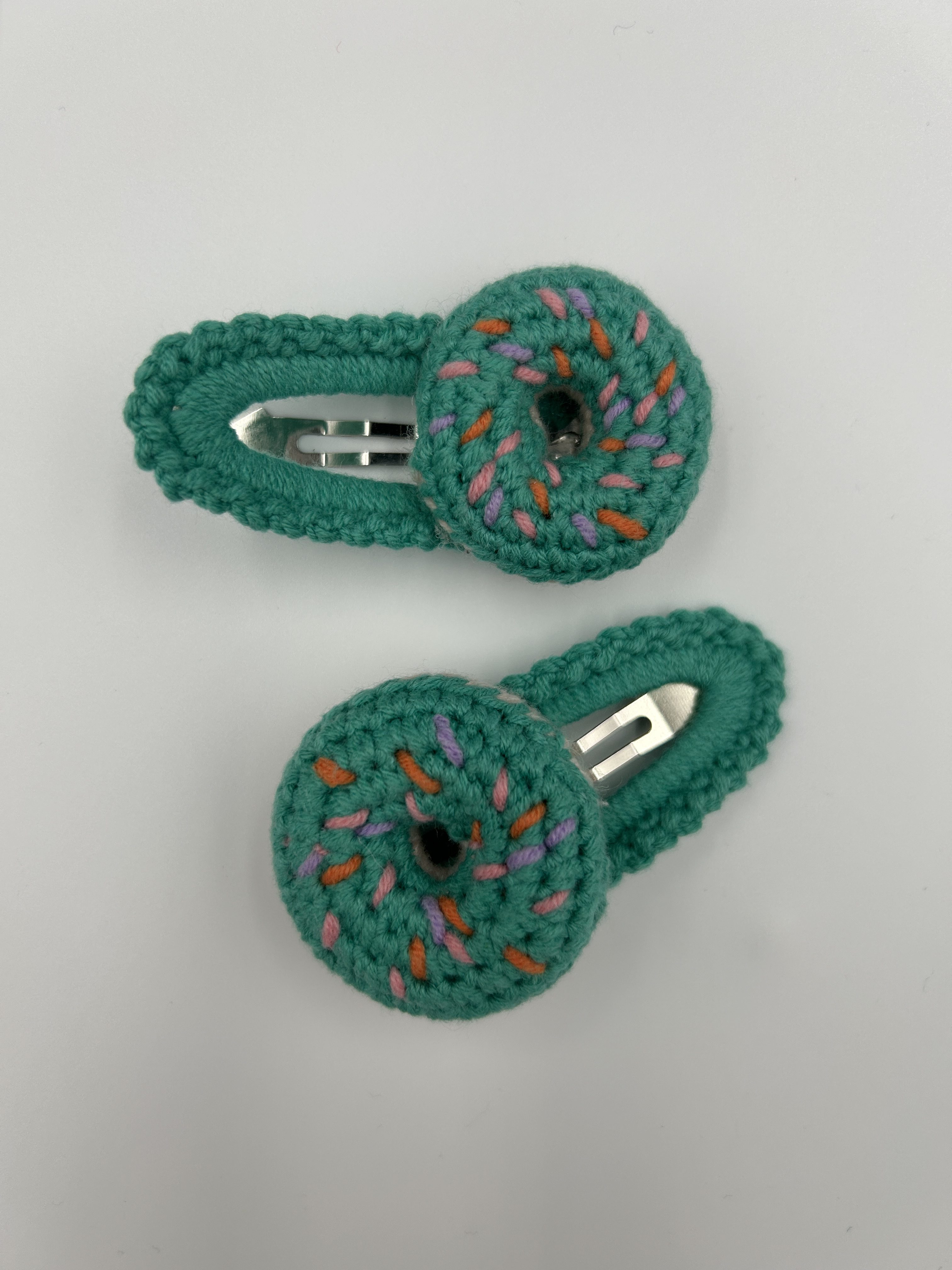 Sweet Donut Handmade Crocheted Hair Clips