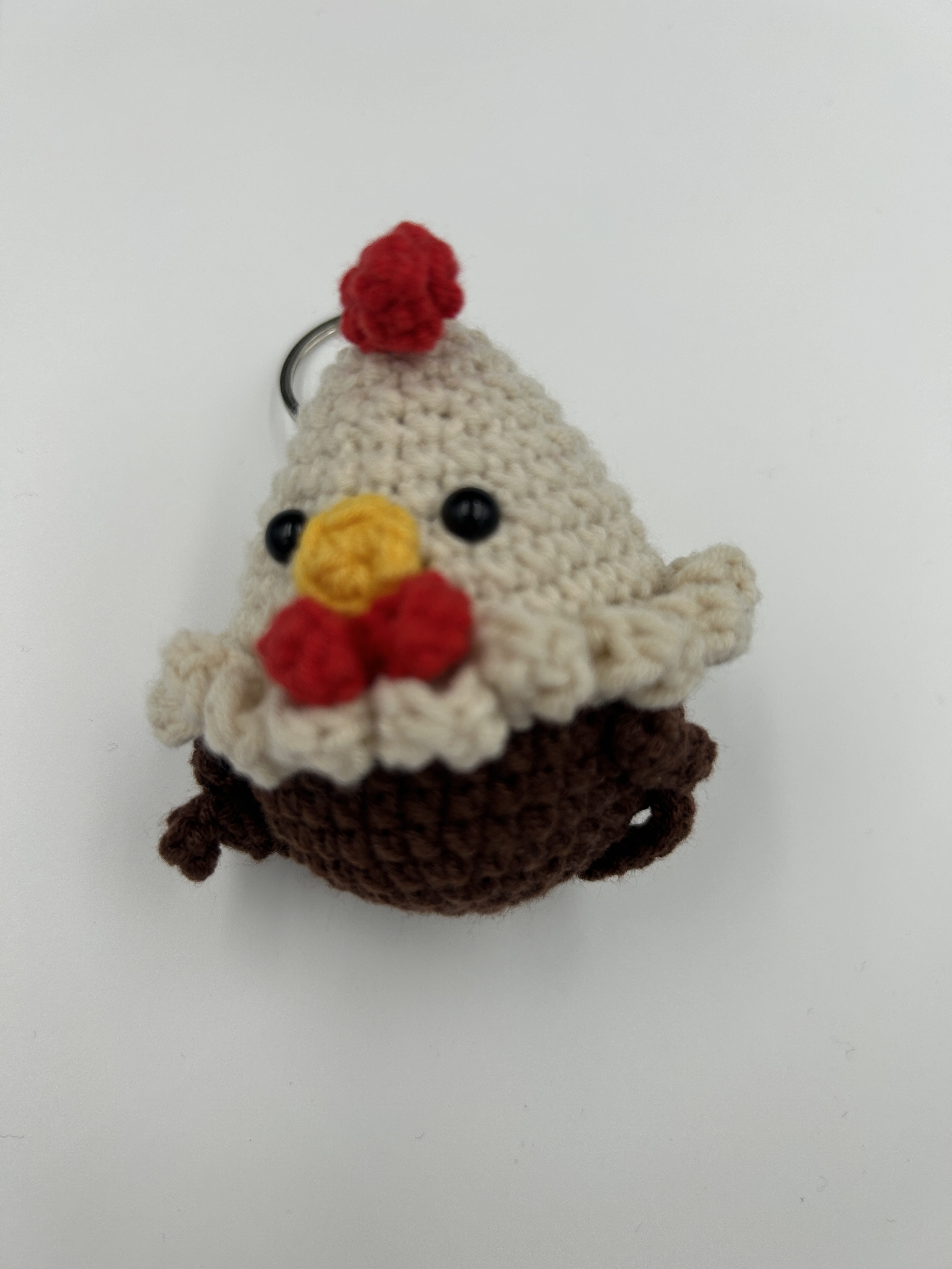 Handmade Crocheted Chicken Keyring - Umbrella Crochet