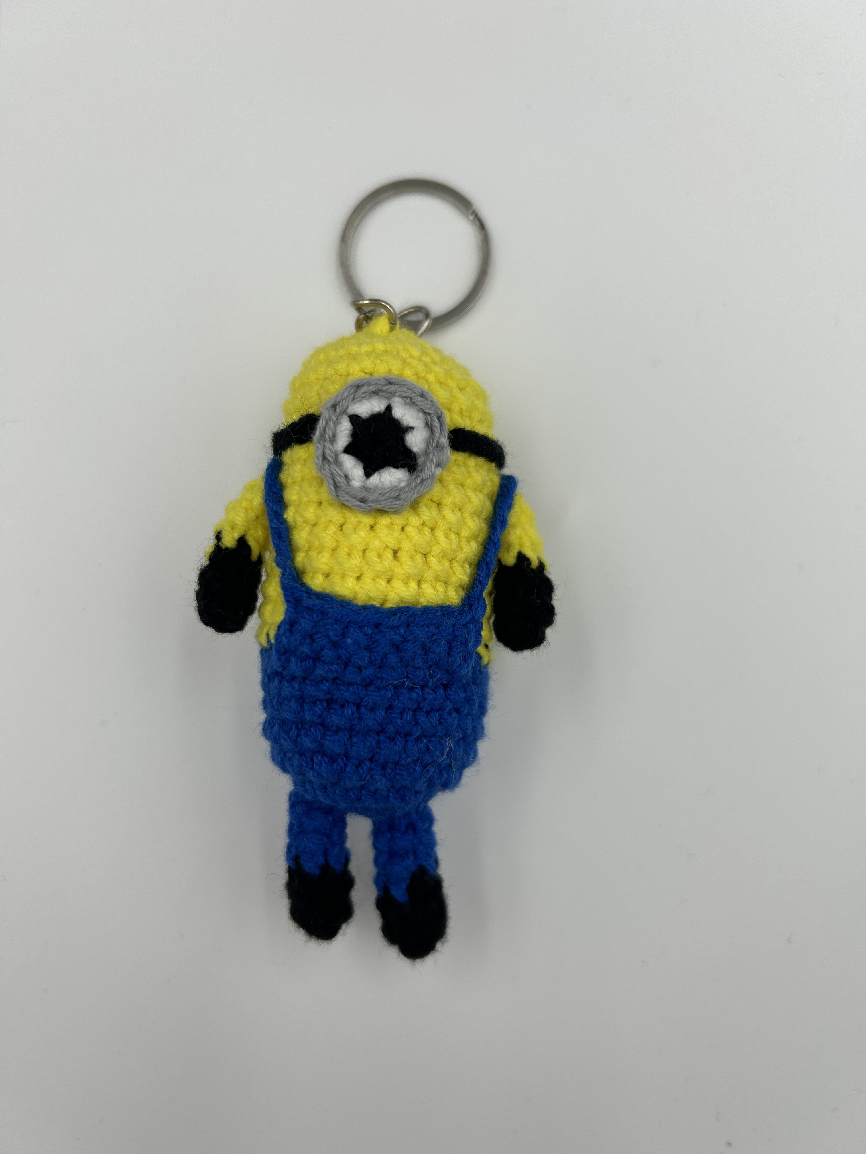 Handmade Crocheted Minion Keyring - Umbrella Crochet