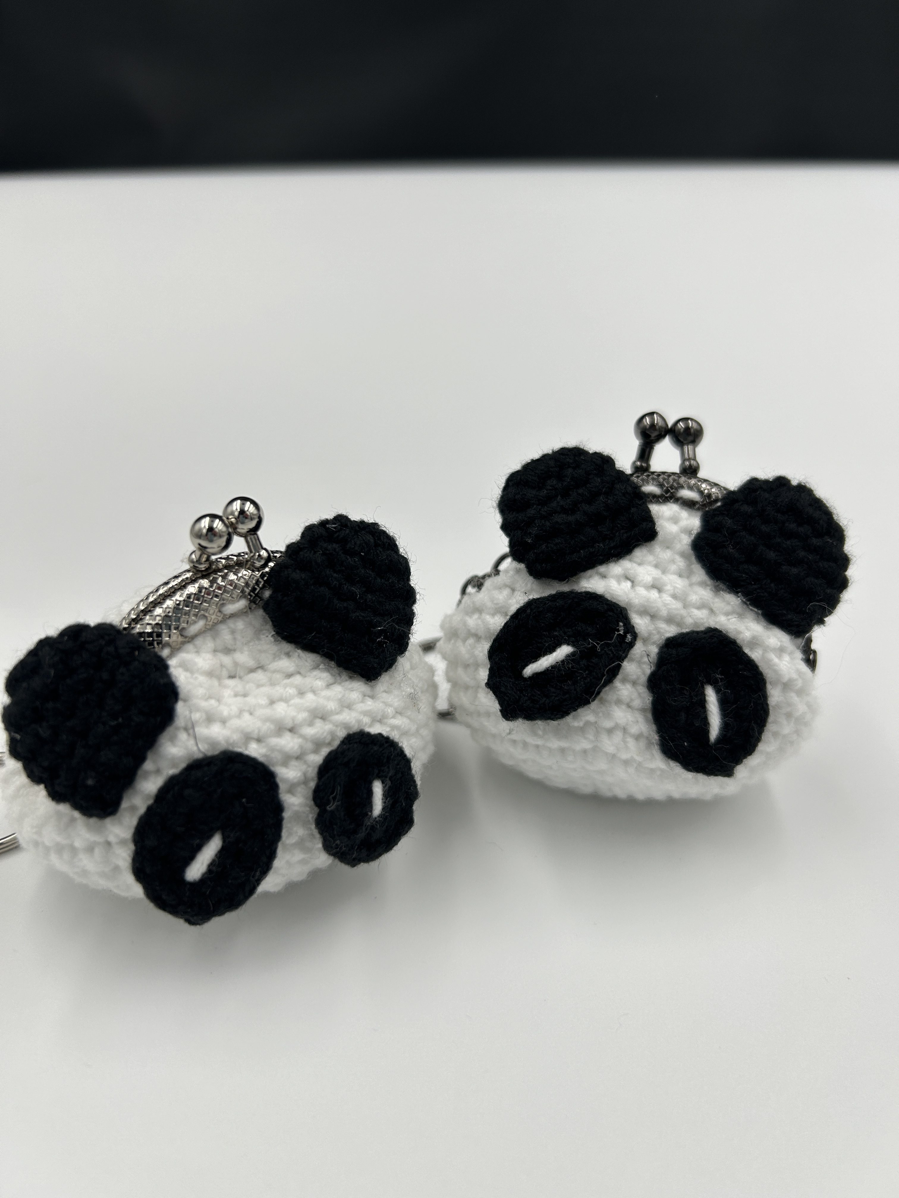 Handmade Crocheted Panda Coin Purse Keyring