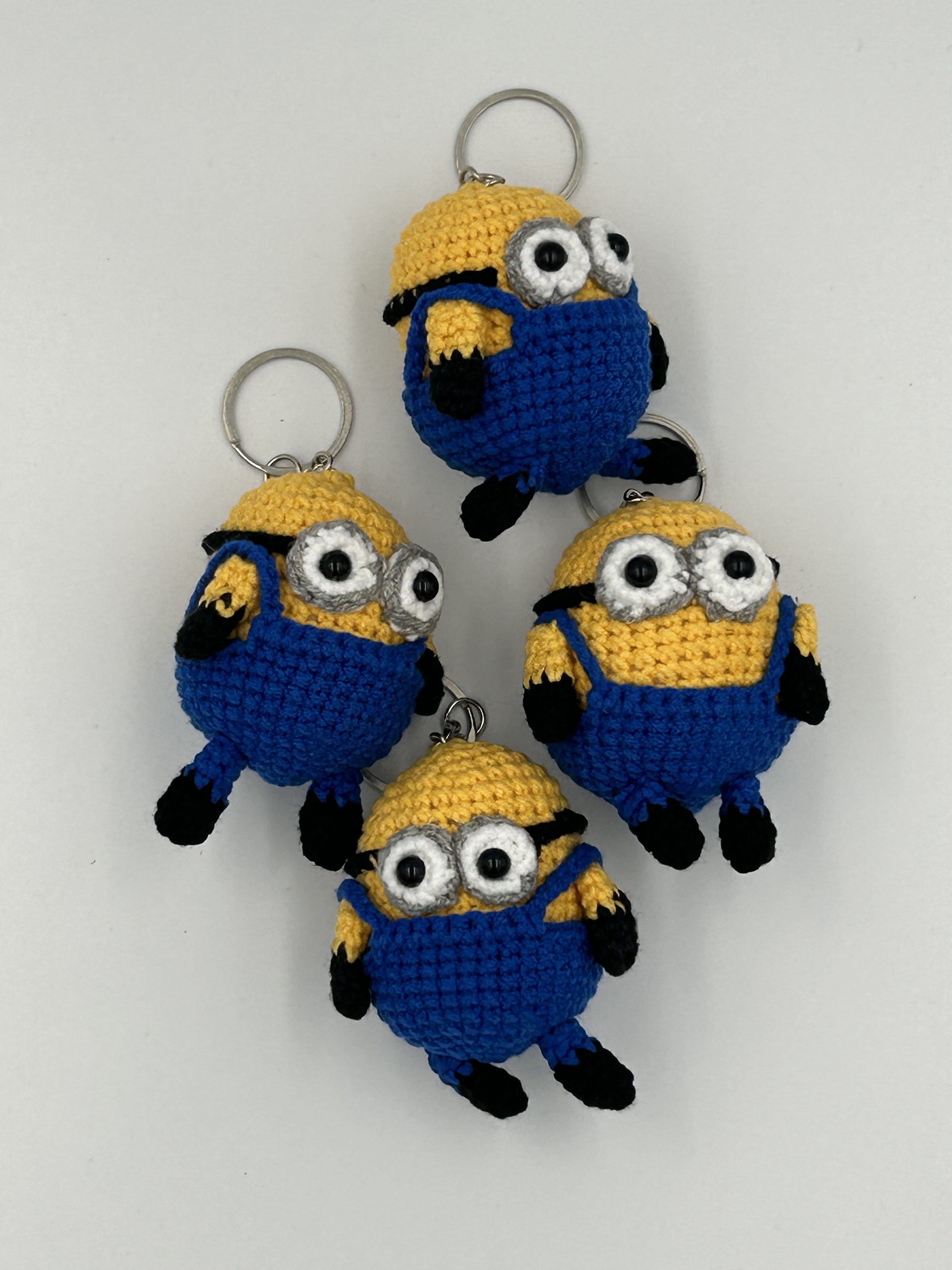 Handmade Crocheted Minion Keyring - Umbrella Crochet
